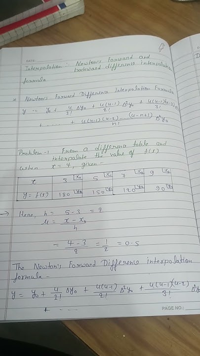 Newtons Forward Difference Interpolation Formula With One Example - YouTube