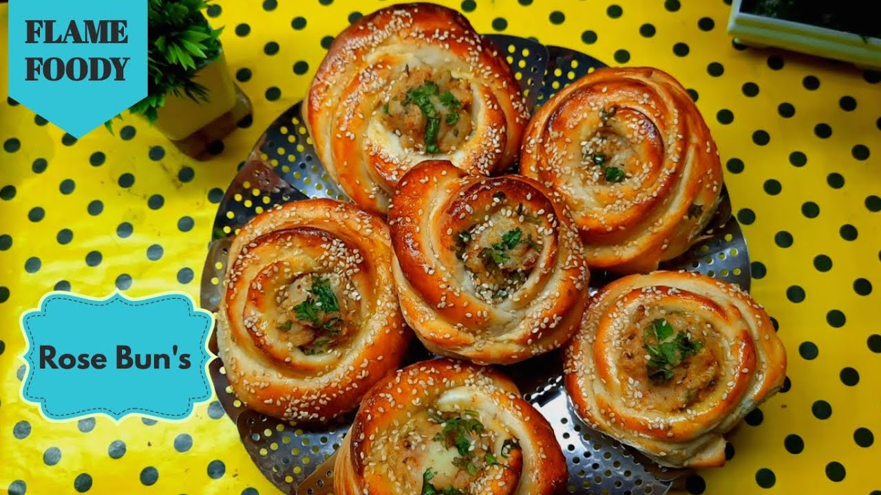 Rose Buns recipe| Potato rose bread| Stuffed bread| Rose shaped bread ...
