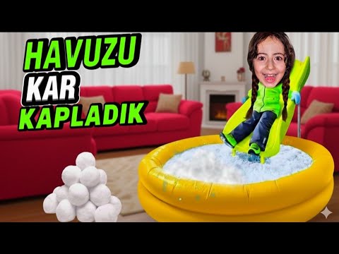 ESMA İLE EVİN İÇİNE DEV HAVUZ KURDUK !!  HAVUZU KAR DOLDURDUK !! 