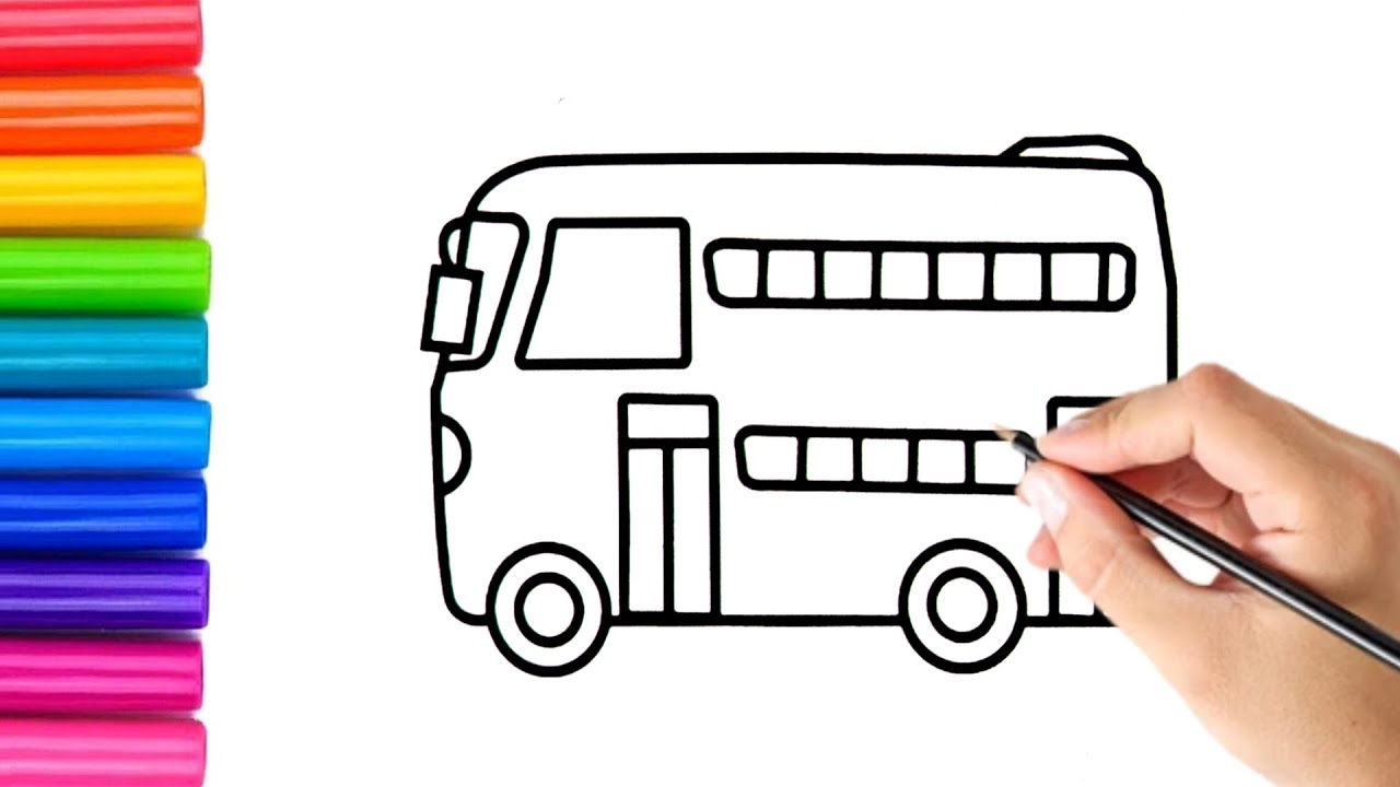 How to draw a BUS step by step / drawing bus easy | Easy Bus Drawing ...