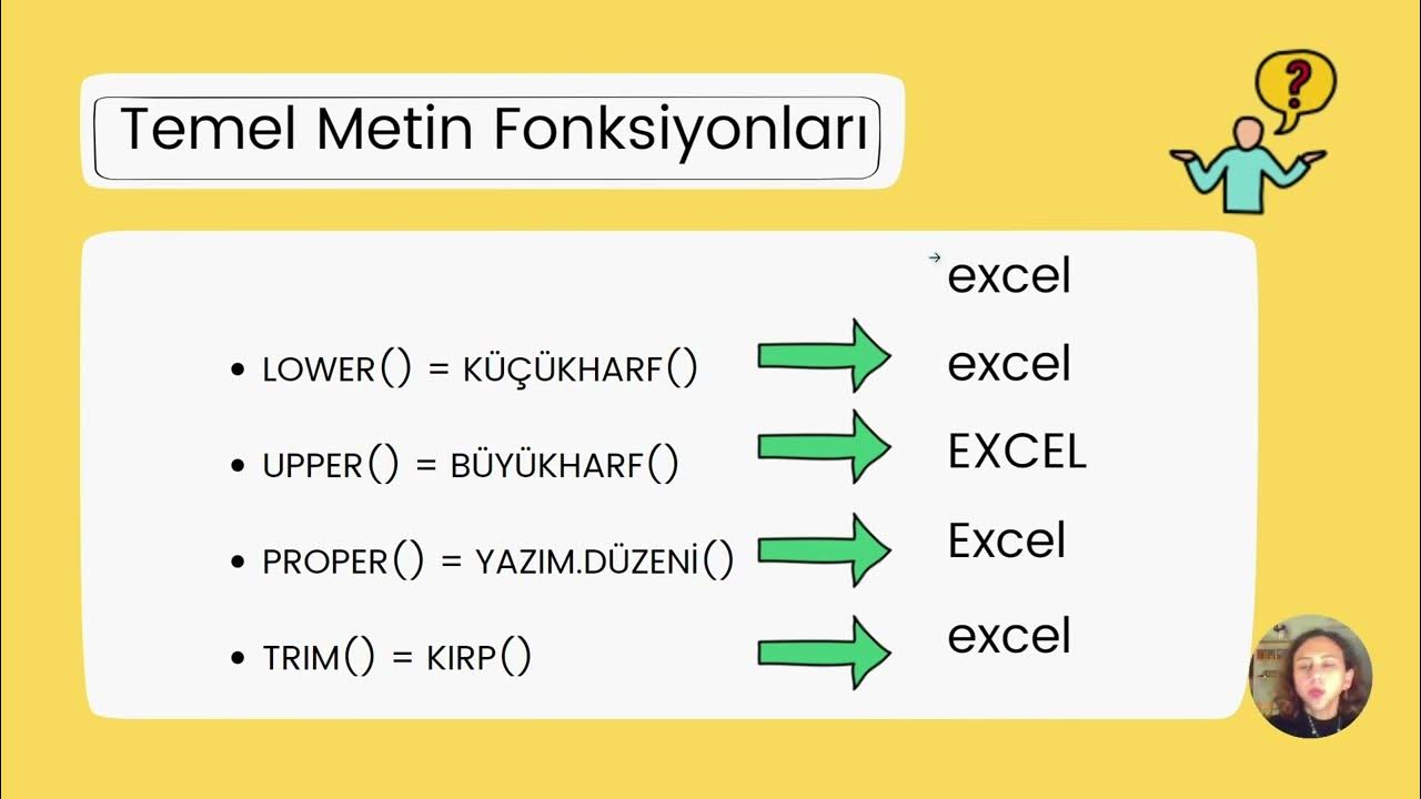 Excel Fonksiyonları: LEFT, RIGHT, MID, LEN, LOWER, PROPER, TRIM ve CONCAT - YouTube