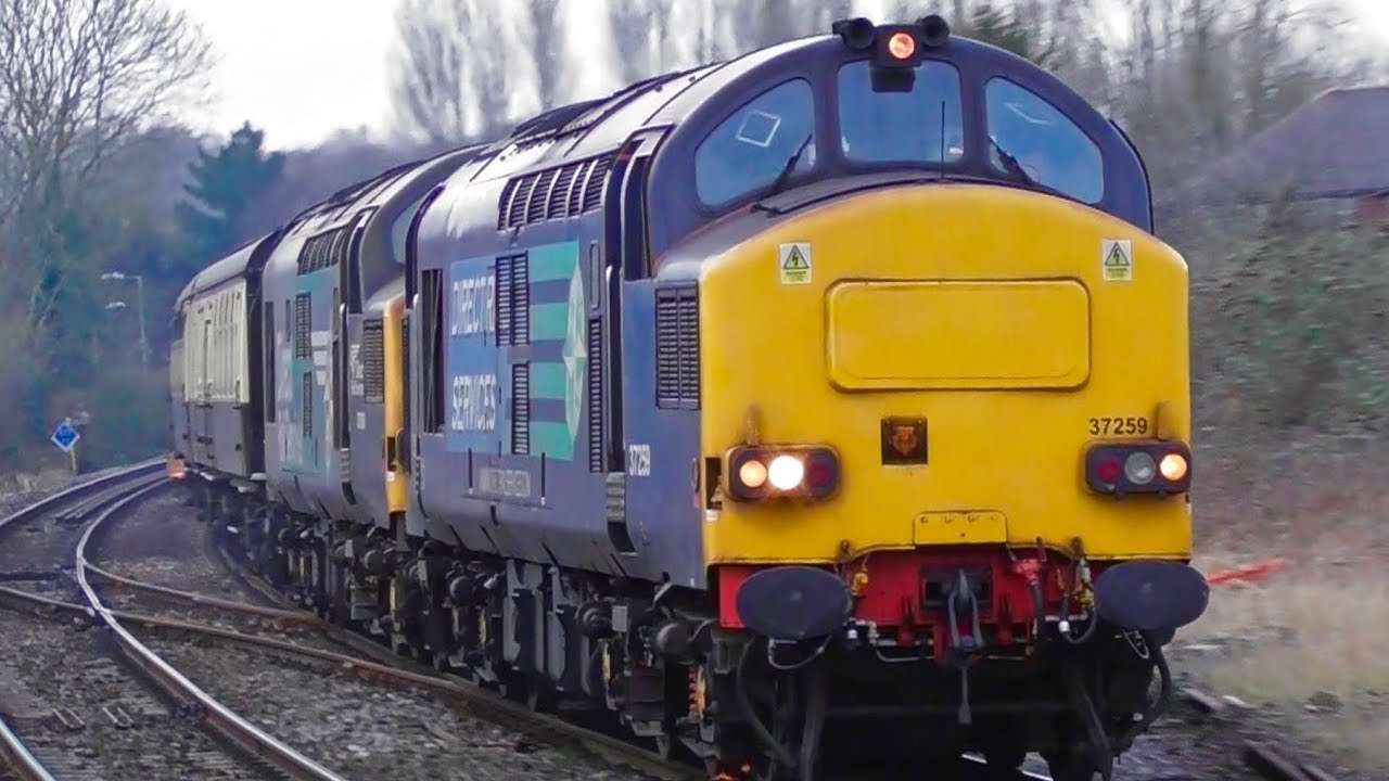 DRS Class 37s - 37259 + 37069 Passes Romsey - Monday 19th February 2018 ...