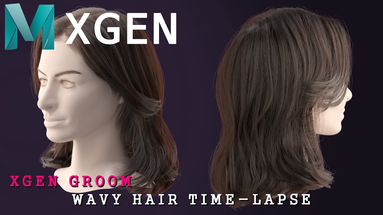 MAYA : XGEN - Wavy hair groom TIME-LAPSE (웨이브 헤어 그룸 타임랩스) - YouTube