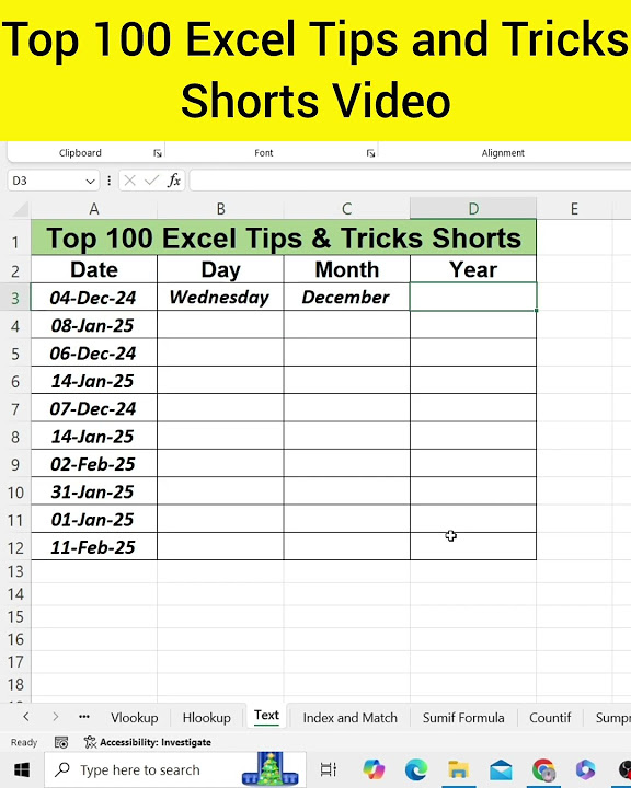 #9 Top 100 Excel Tips and Tricks Shorts Video | Deepak Jhanswa | Text Formula Excel | Text ...