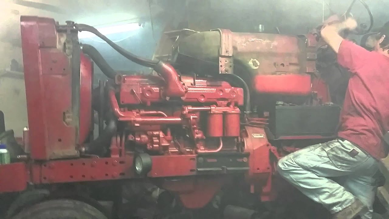 farmall 806 diesel first start up on rebuild - YouTube
