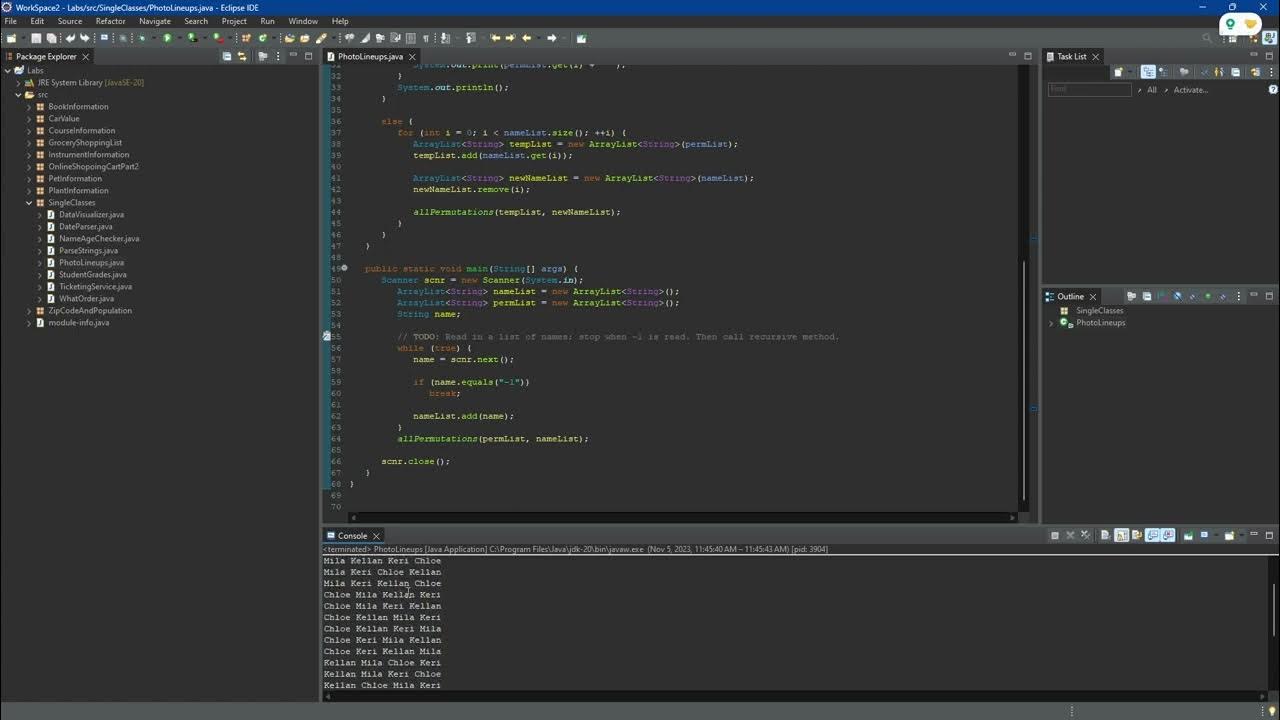Java Lab: All permutations of names - YouTube