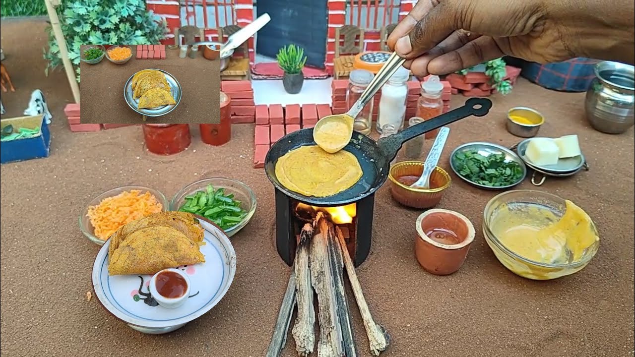 Miniature Besan Dosa Recipe | Dosa Recipe| Besan Chilla | Mini Food ...