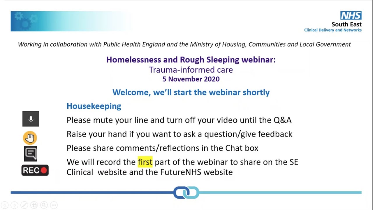 Homelessness and Rough Sleeping, trauma informed care webinar 11 - YouTube