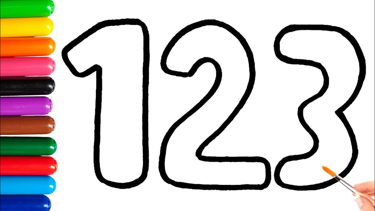 How to Draw 123 -Colouring for Kids & Toddlers | Draw, Color and Learn ...