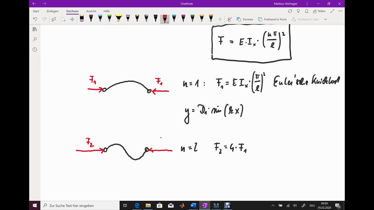 Differentialgleichung der Biegelinie Knickung1 - YouTube