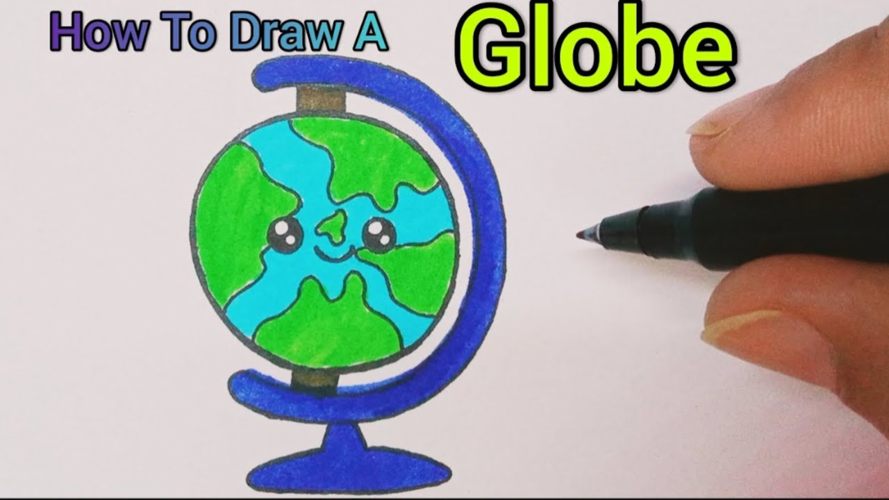 How to draw a globe - YouTube