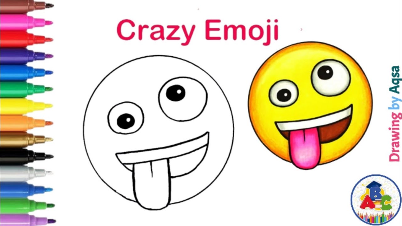 How to draw Crazy wacky emoji drawing step by step tutorial by Aqsa ...