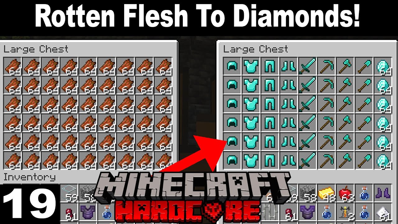 Trading Rotten Flesh For Diamonds! Minecraft Hardcore 1.18 | Episode ...