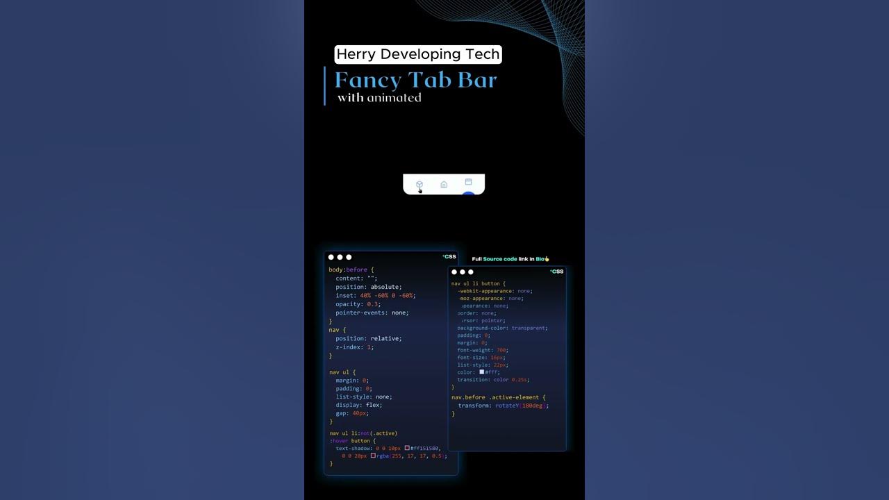 🌟 "Fancy Animated Tab Bar in CSS | Stylish Web Design Tips 🚀 #shorts #short #video #videoshort # ...