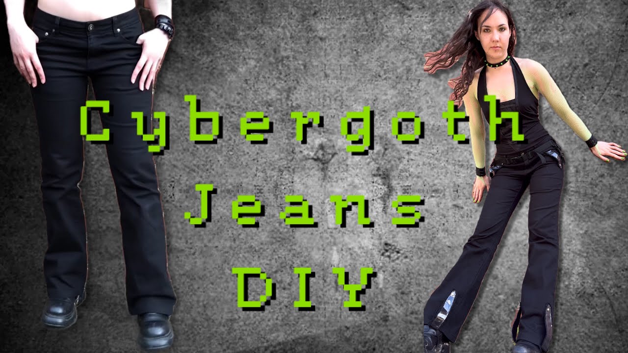 Cybergoth-ing a pair of jeans | DIY Thrift Flip | Heidi Hazardous - YouTube