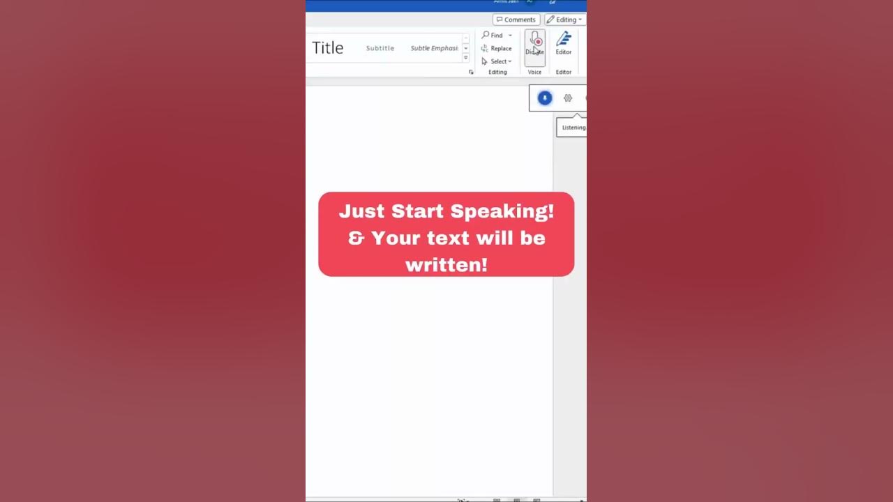 How to convert Speech to text? Convert Speech to text in MS WORD #ai #excel #shortsvideo - YouTube