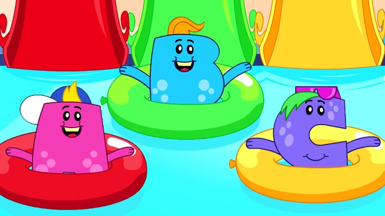Learn Colors with ABC Monsters Magic Slide Pool Party | Pretend Play ...