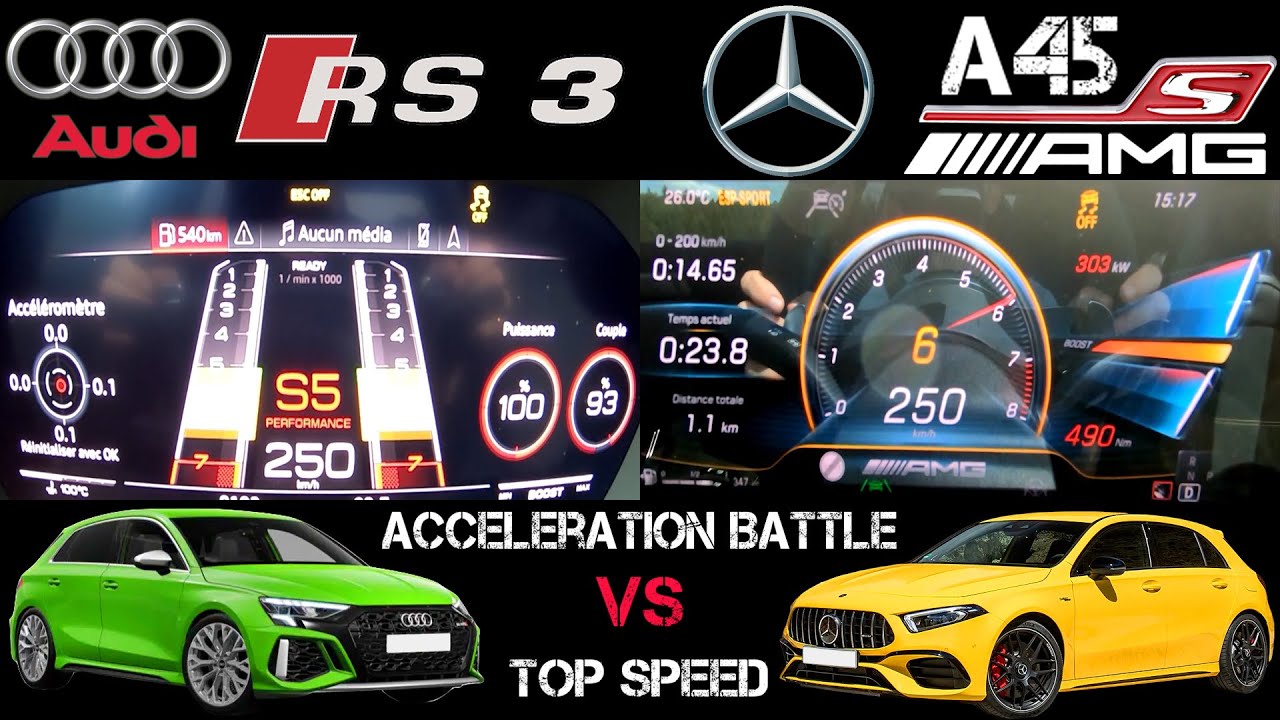 2023 Audi RS3 2 5 TFSI vs 2022 Mercedes A45 S AMG Battle Exhaust Sounds ...