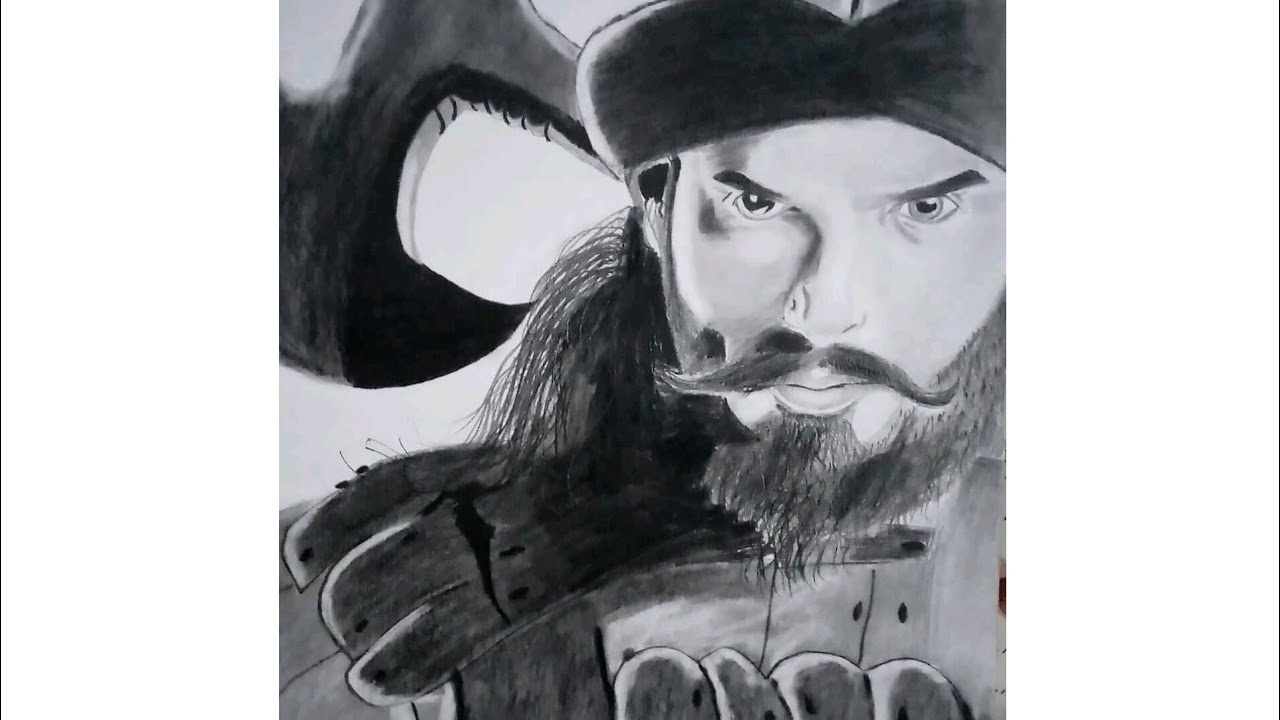 How to draw sketch Turgut Alp - YouTube