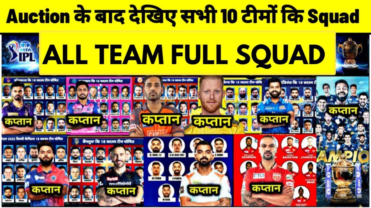 IPL 2023 ALL TEAM FULL SQUAD, IPL 2023 देखिए सभी 10 टीमों का Full Squad ...