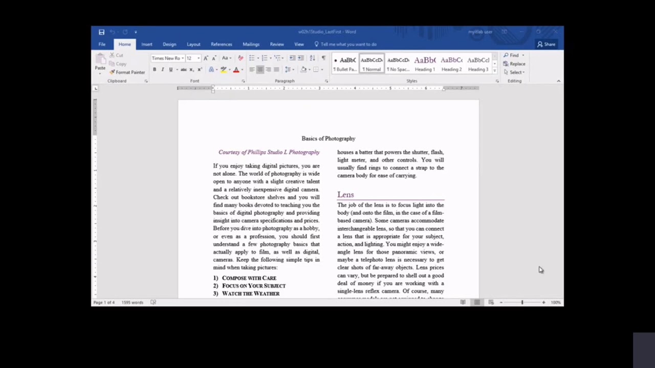 Microsoft Word: Document Presentation - Editing and Formatting 003 ...
