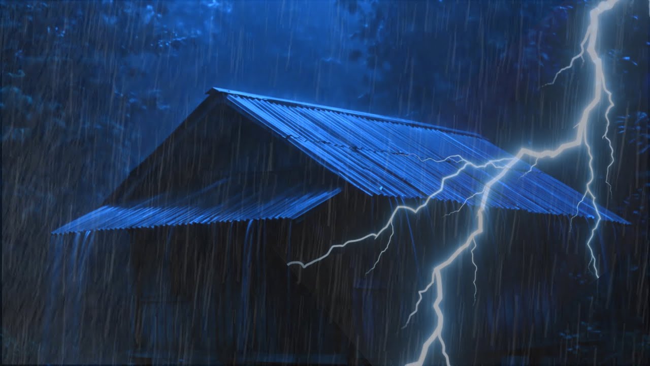 Rain sounds for sleeping on metal roof | Rain Thunderstorm for Deep ...