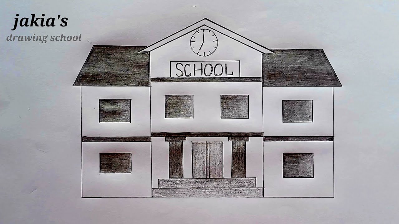 Very very easy school drawing for beginners step by step/school/pencil ...