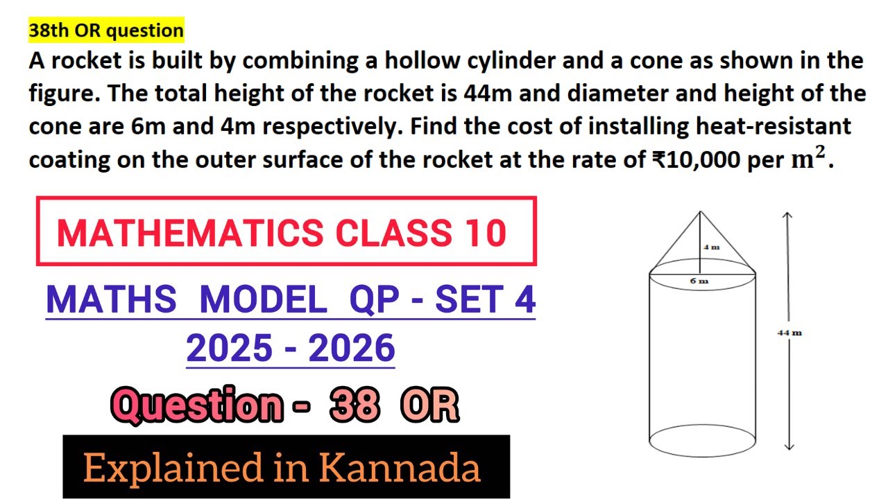 a rocket is built by combining a hollow cylinder and a cone as shown in ...