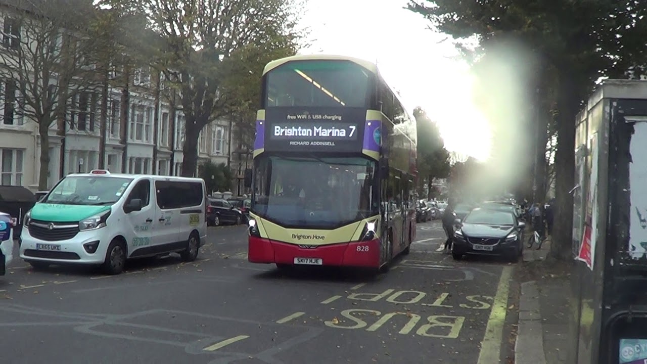 Brighton and Hove bus route 7 arriving at Hove Station bus stop, 18th ...
