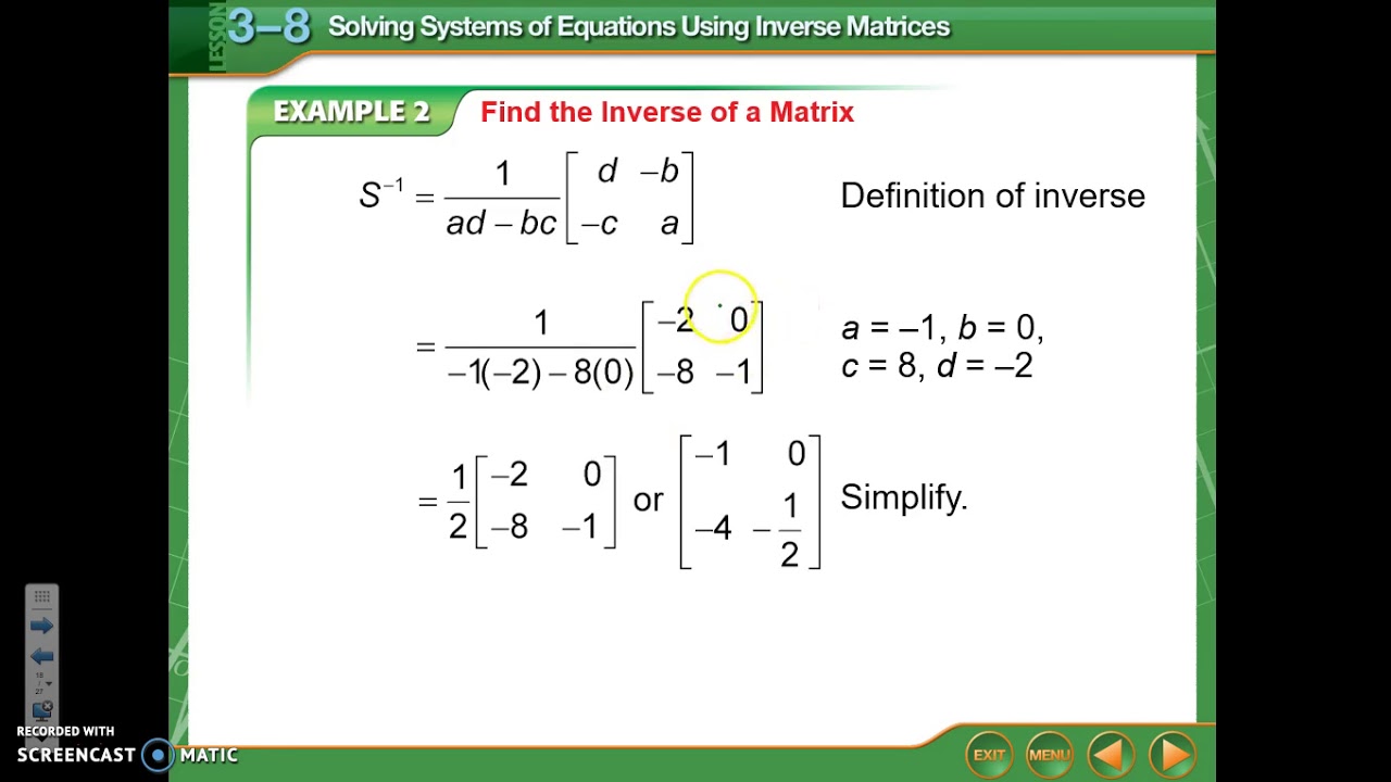 3 8 Solving Systems Of Equations Using Inverse Matrices YouTube