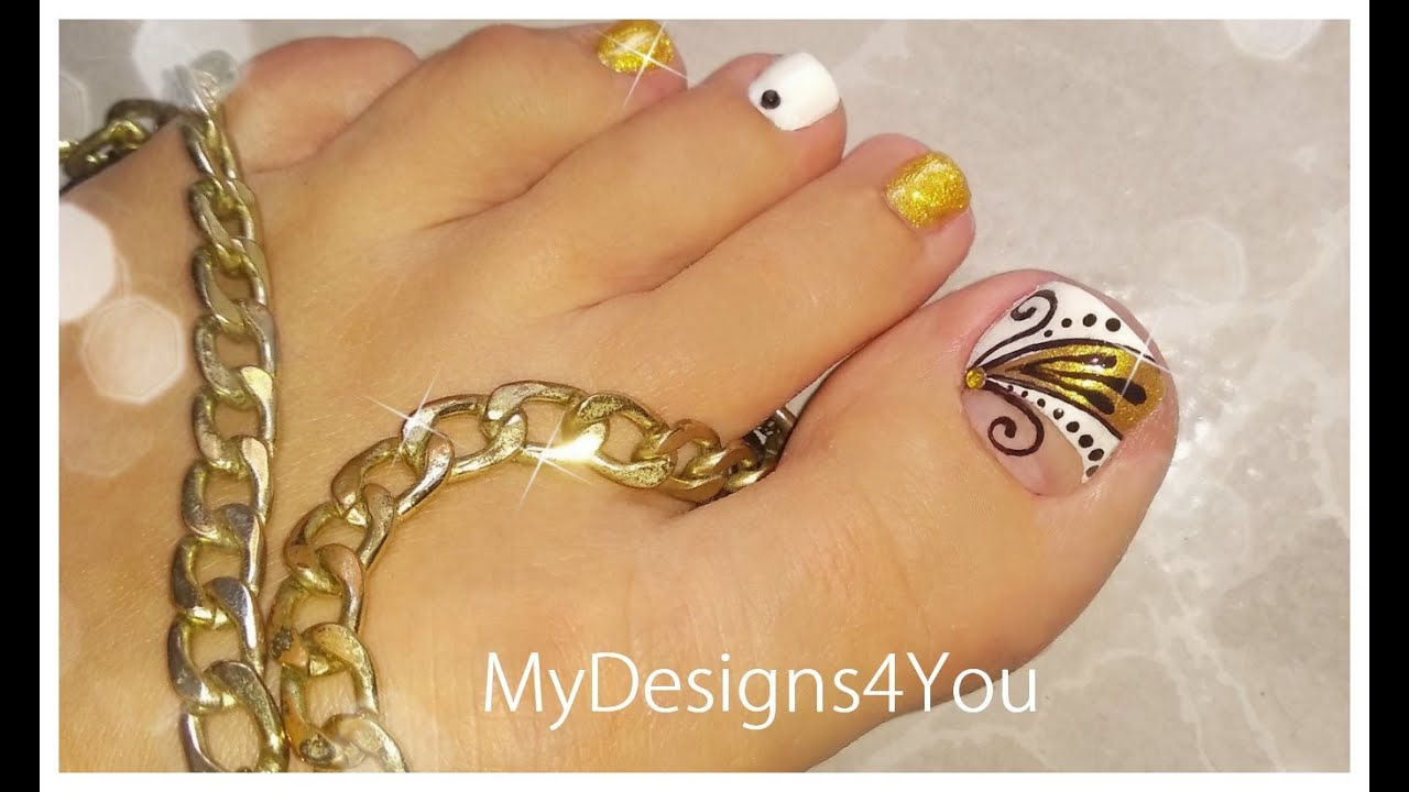 😍Golden Toenail Art Design | Дизайн ногтей Педикюр ♥ - YouTube