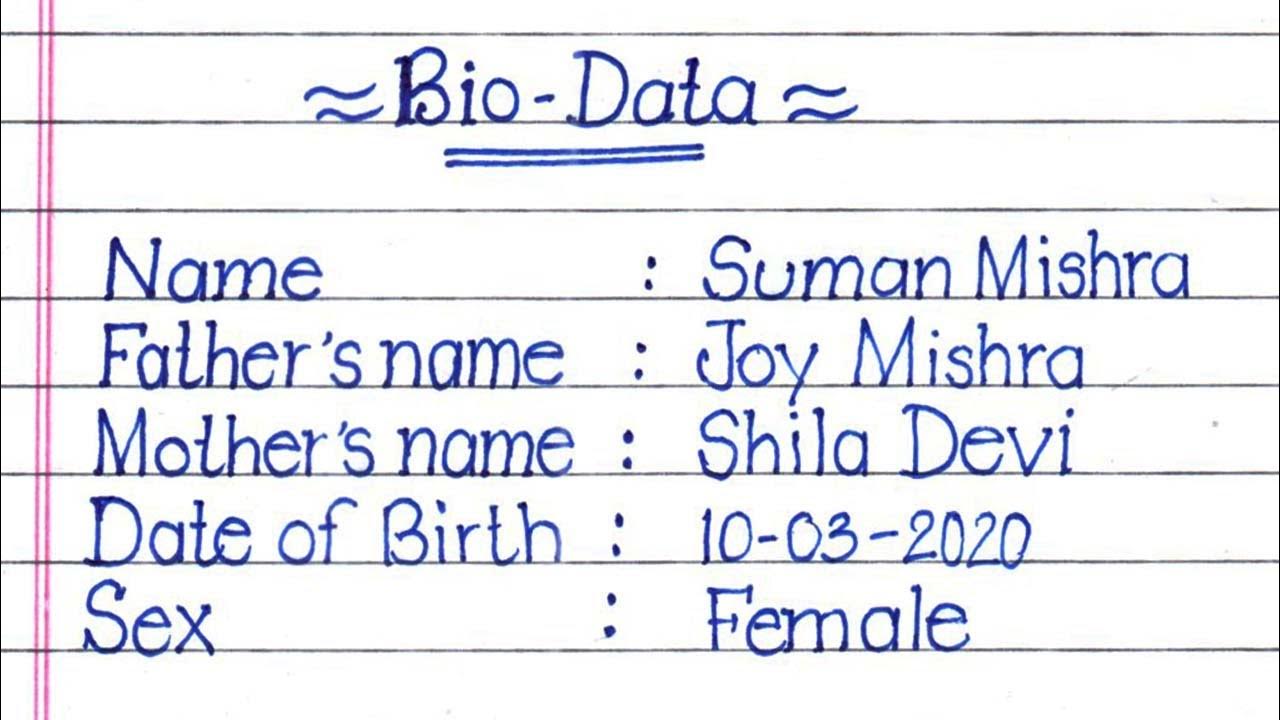 How to Make Bio Data in English | Biodata Format | How to Write Bio ...