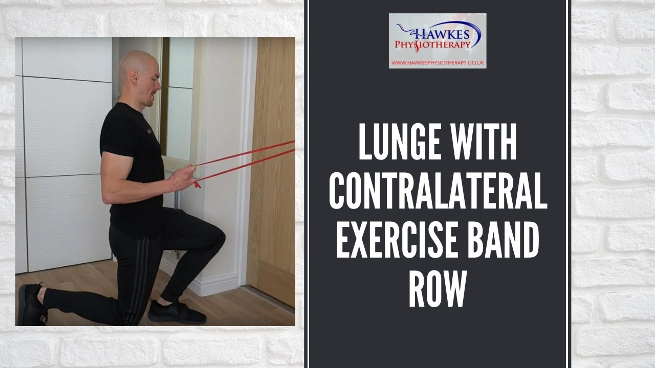 Lunge with contralateral exercise band row: Technique video - YouTube