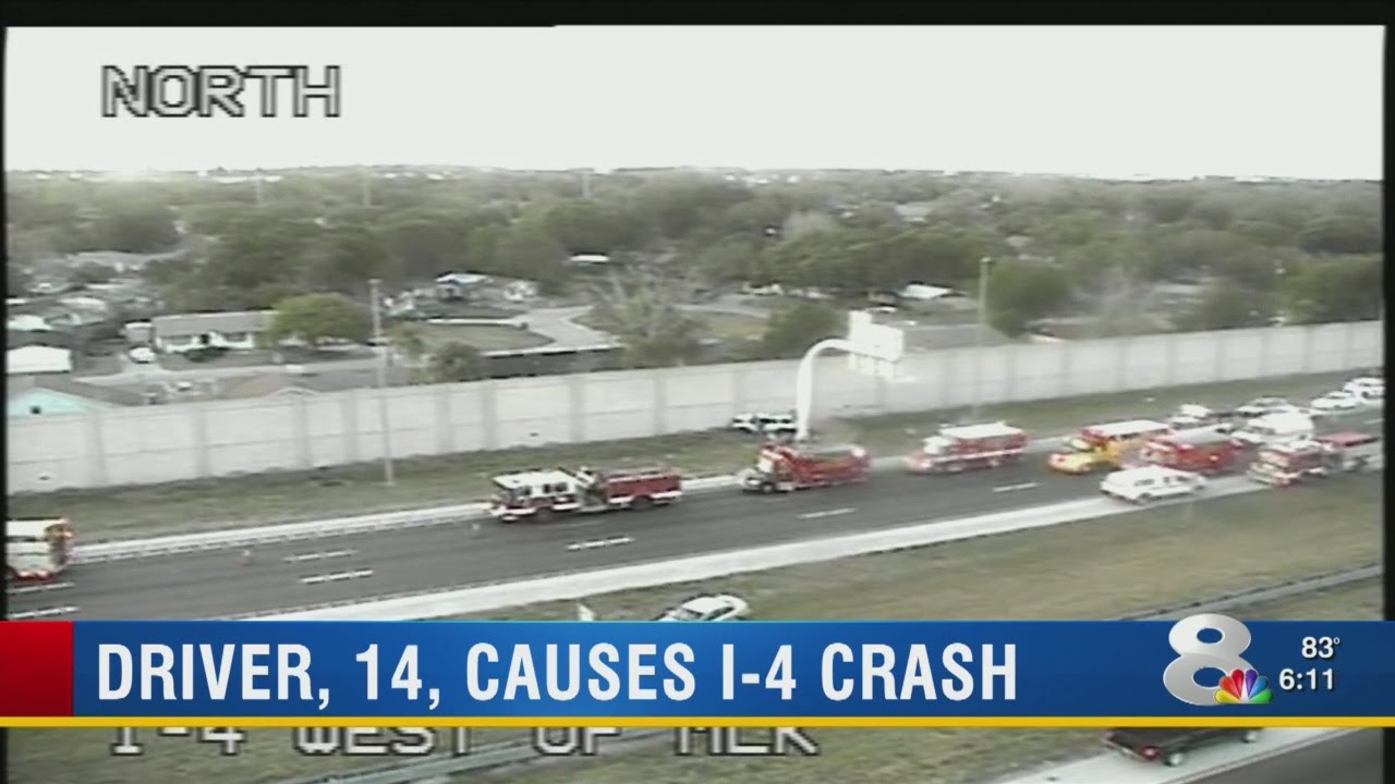 Driver, 14, causes I-4 crash - YouTube