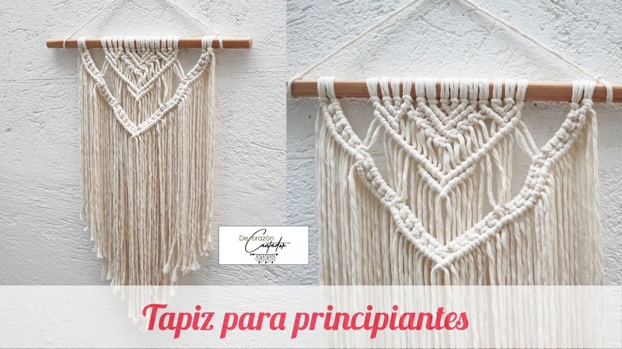 Tapiz colgante tejido a macramé para principiantes - YouTube
