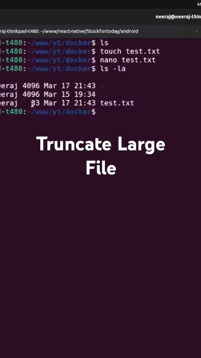 Truncate large file from terminal #linuxlearning #learnlinux #coding - YouTube