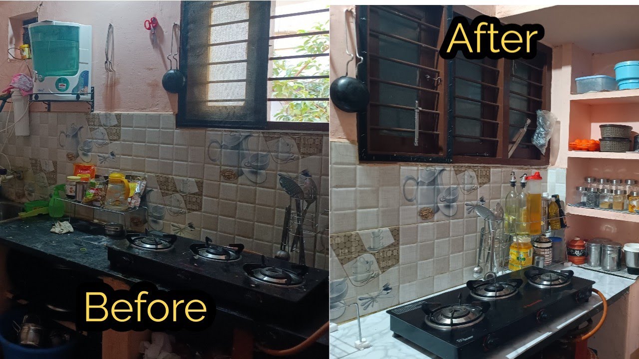 கிச்சன் கிளினீங் // Kitchen deep cleaning // kitchen organization - YouTube