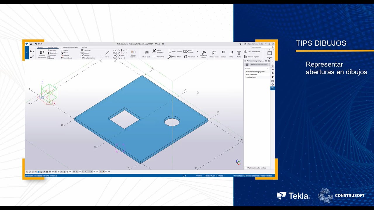 Dibujo de aberturas en planta con Tekla Structures - YouTube