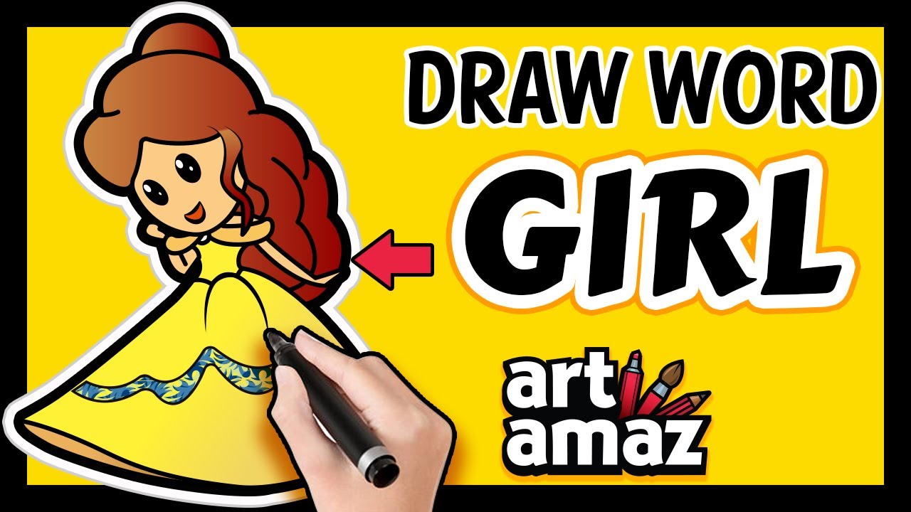 Girl: How to Draw a Girl Using the Word Girl | Drawing tutorials (2020 ...