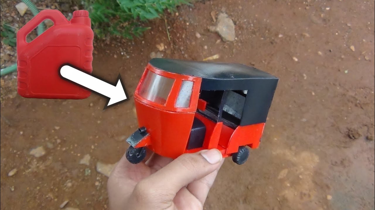 How to make auto rickshaw at home - Diy plastic can auto rickshaw - YouTube