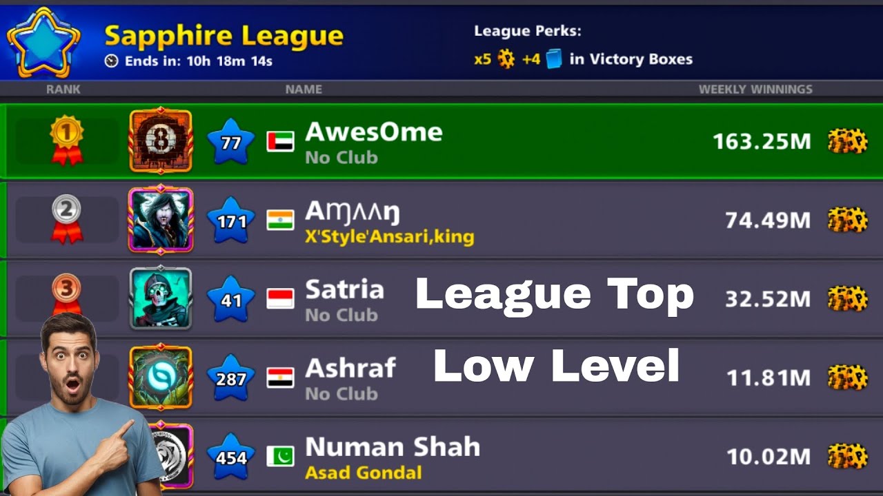 8 Ball Pool - 5 Balls Potted On The Break - Sapphire League Top ...