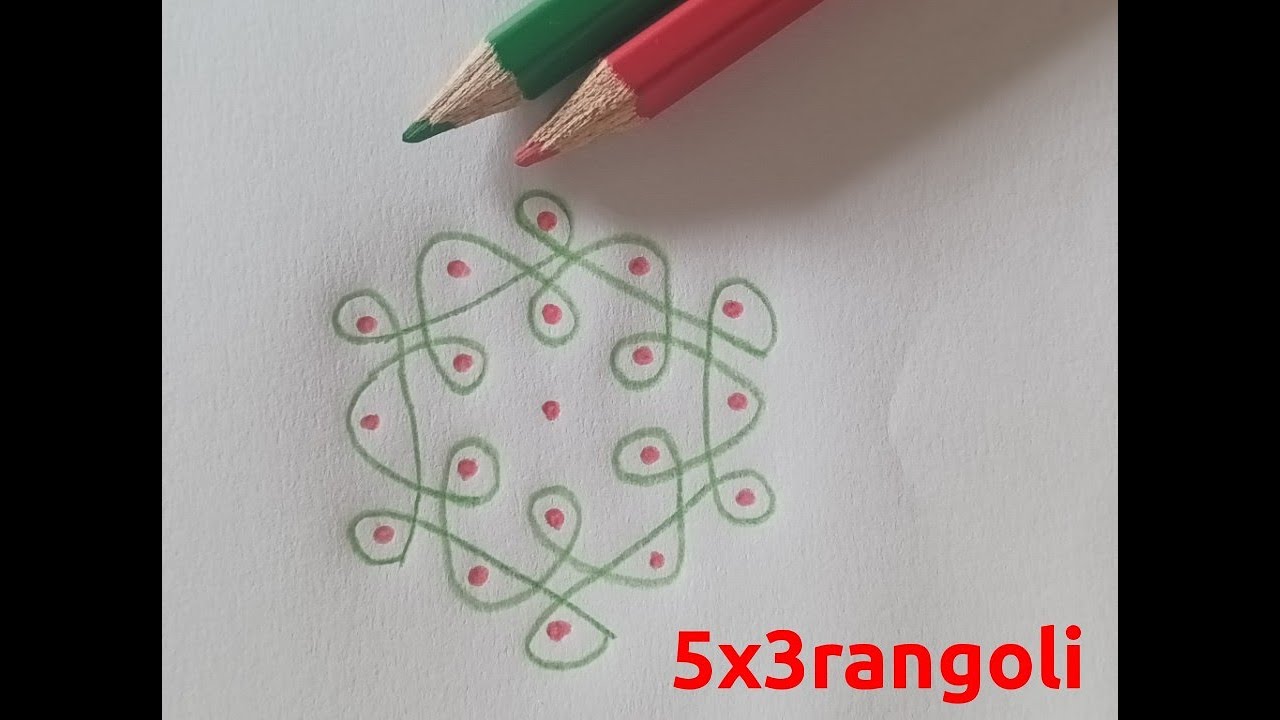 5x3 middle dot rangoli/festival rangoli/easy rangoli and muggulu - YouTube