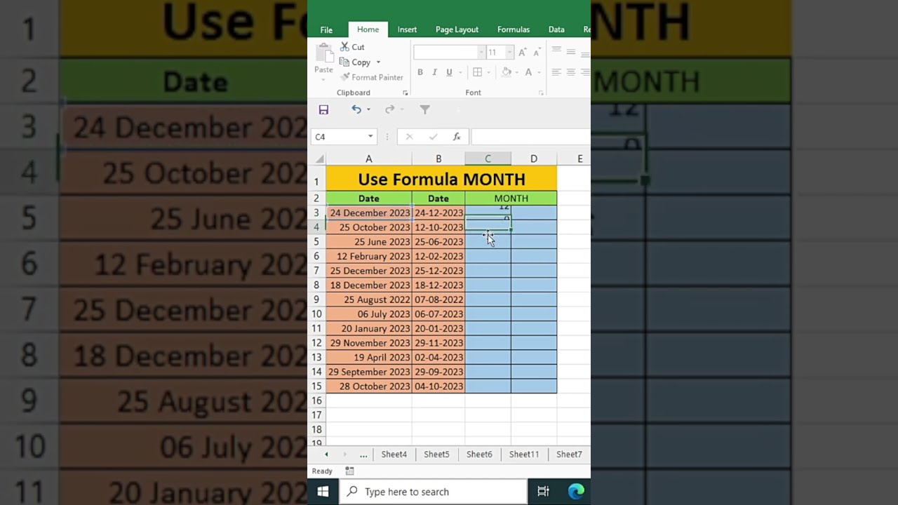 Use Month Formula In Excel shorts YouTube Use Month Formula In Excel shorts YouTube