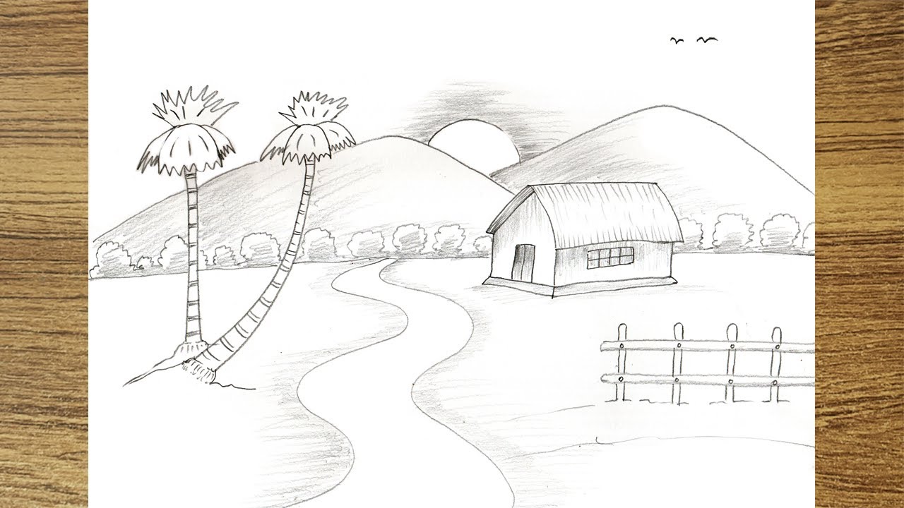 How to Draw a Simple House with Trees | Easy Drawing for Kids ...