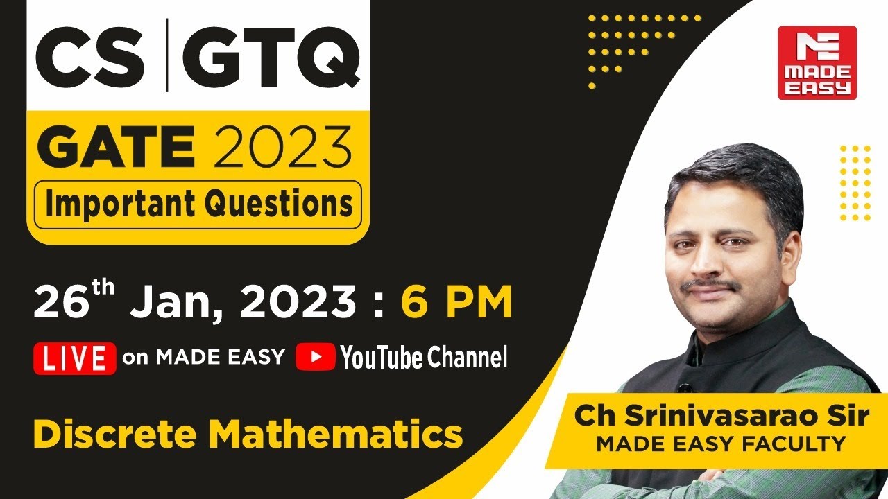 GATE Through Questions (GTQ) | GATE 2023 | CS | Discrete Maths | By Ch ...
