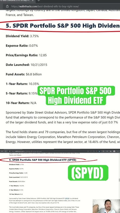 SPDR Portfolio S&P 500 High Dividend ETF, SPYD stock has a great dividend yield, # ...