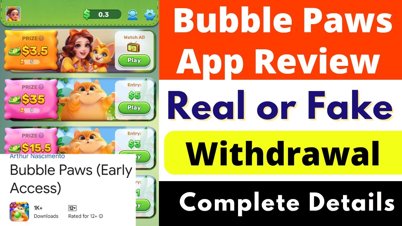 Bubble Paws App Real or Fake | Bubble Paws App Review | Bubble Paws App Withdrawal | Scam or ...
