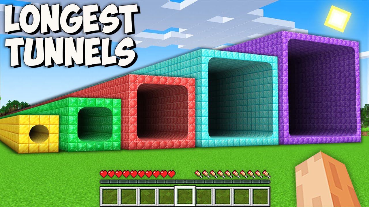 Which LONGEST TUNNEL is BETTER in Minecraft? I found THE BIGGEST GOLD ...