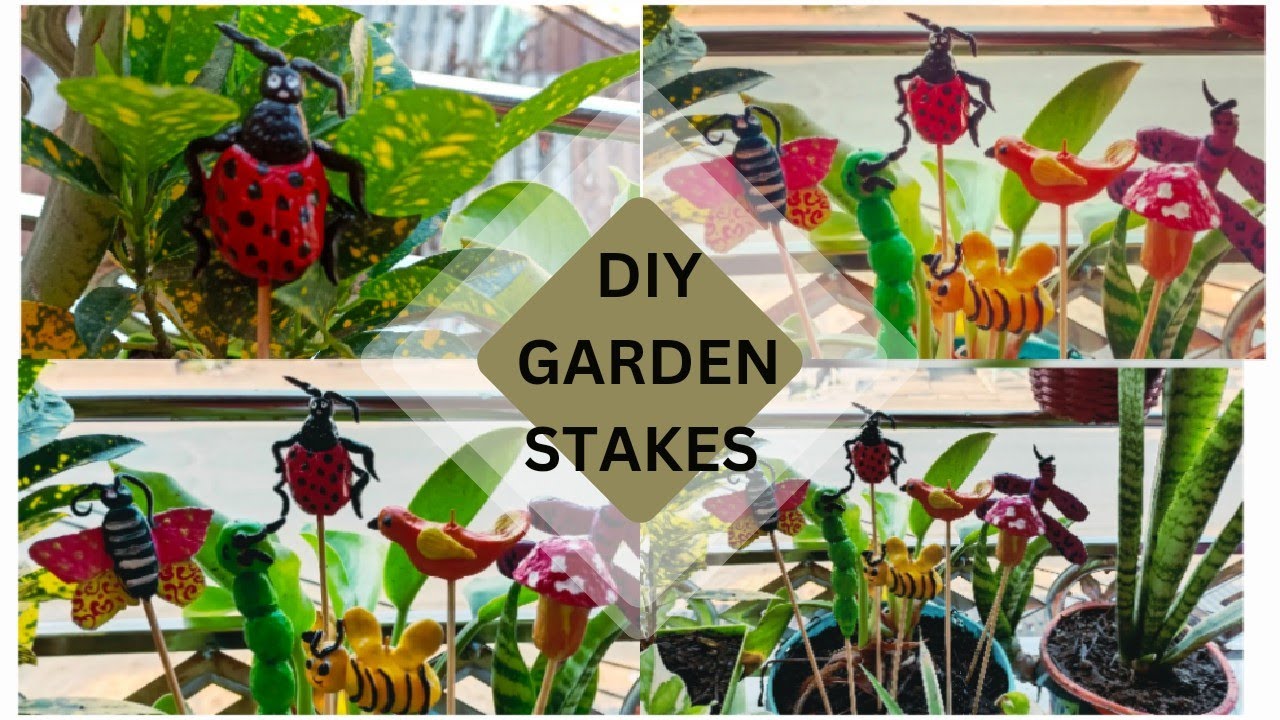 Diy Garden Stakes/garden decoration/wall putty and clay craft - YouTube