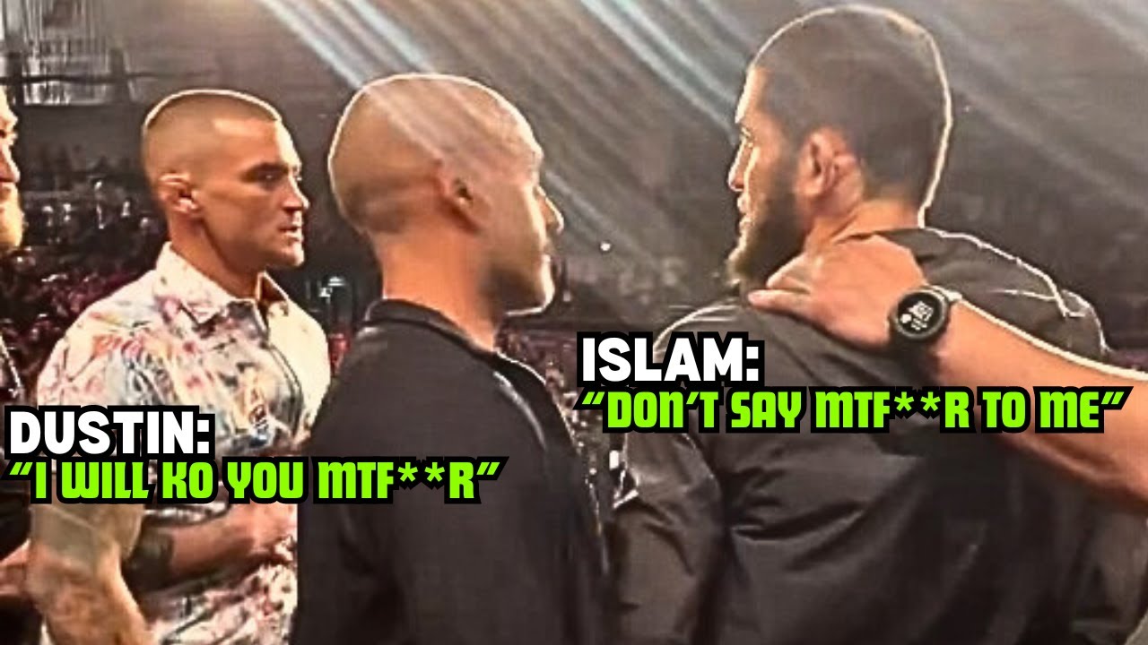 What Dustin Poirier Said To Islam Makhachev In Face Off *FULL VIDEO ...